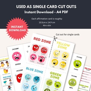 Zones of Self-regulation Coping Skills Cards, Feelings Charts, School ...