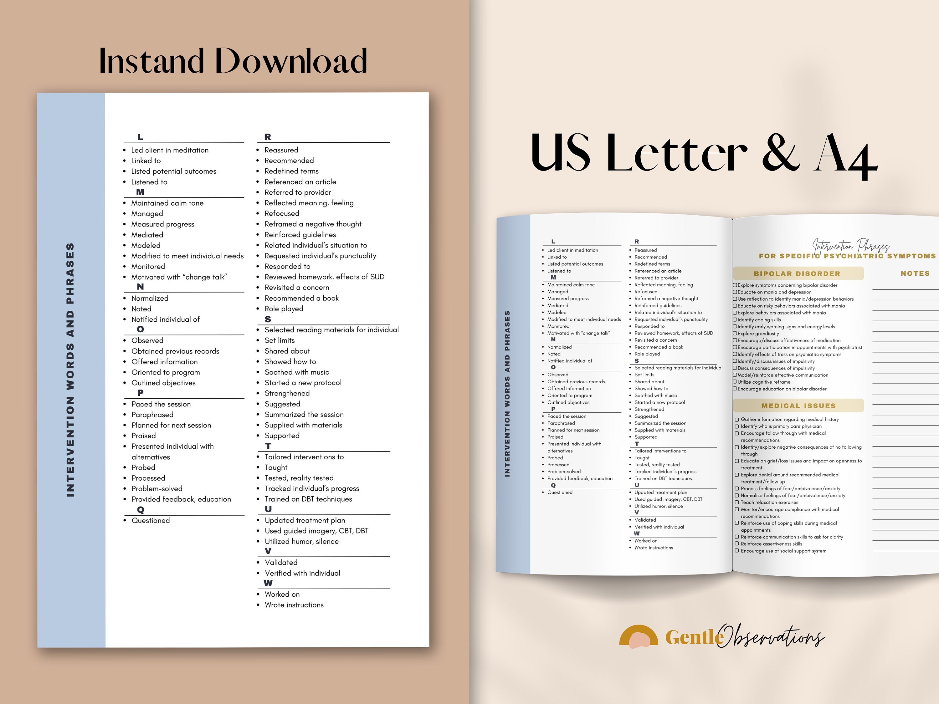 Therapy Interventions, Clinical Words & Phrases, Therapy Verbiage ...