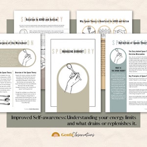 Spoon Theory Worksheets for Autism and ADHD Burnout, ADHD Digital ...