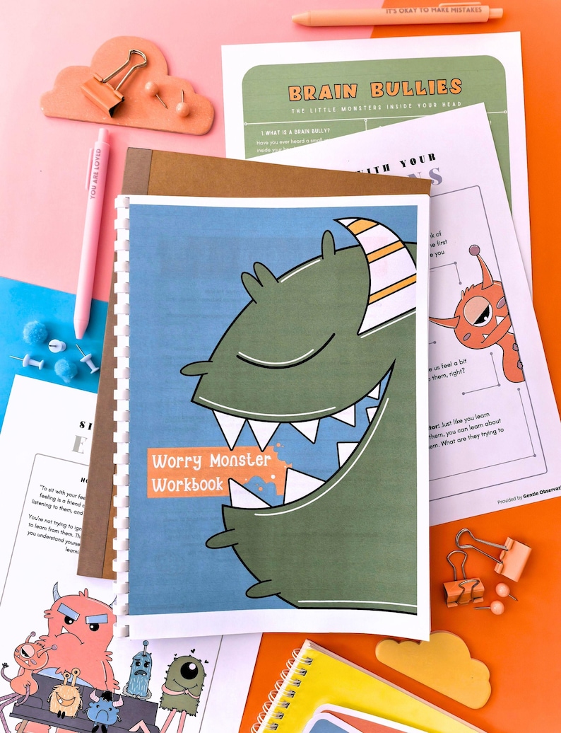 The Worry Monster Anxiety Workbook for Kids, School Counseling Anxiety ...