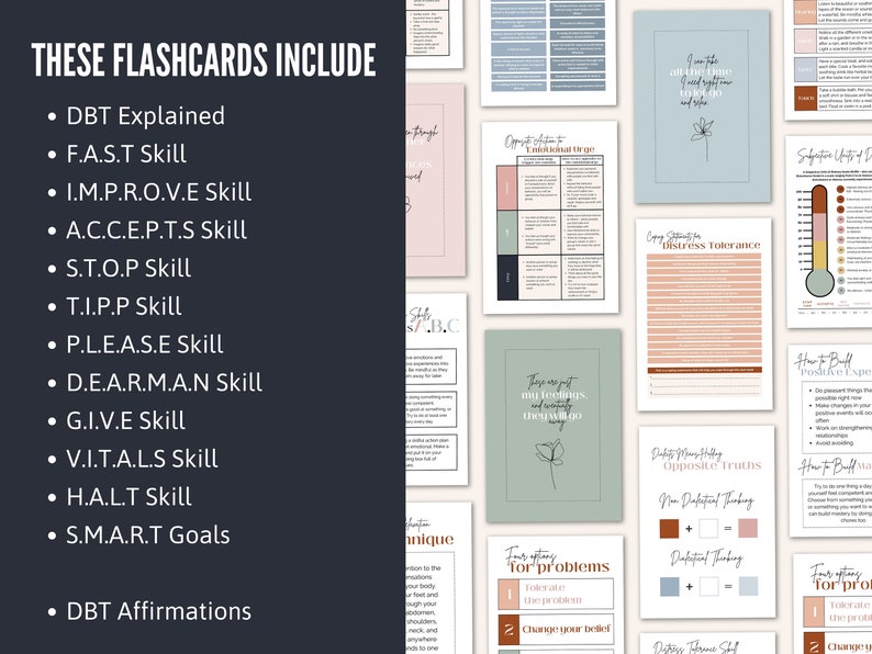 DBT Coping Skill Flashcards DBT Cheat Sheet Mindfulness - Etsy