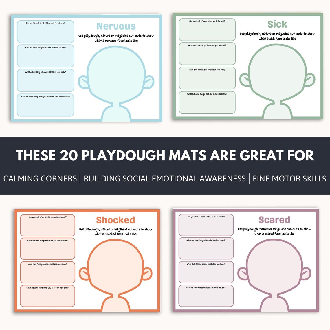 Playdough Feelings Placemats for Social Emotional Learning - Etsy