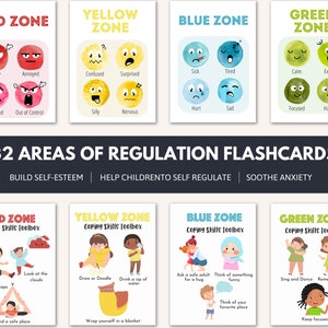 Zones of Self-regulation Coping Skills Cards, Feelings Charts, School ...