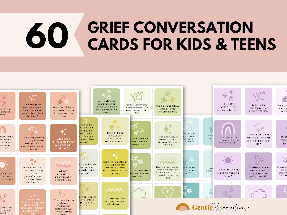 Grief Conversation Cards for Kids and Teens Grief Question - Etsy