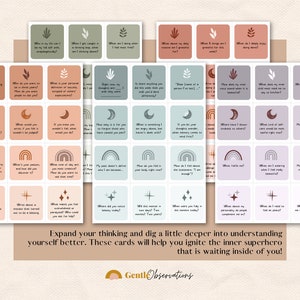 Journaling Prompts, 60 Reflection Cards, Anxiety Coping Cards, Therapy ...