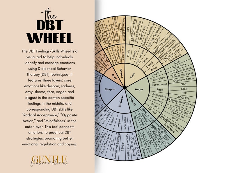 DBT Skills & Feelings Wheel: DBT Skills Cheat Sheet Feelings Wheel ...