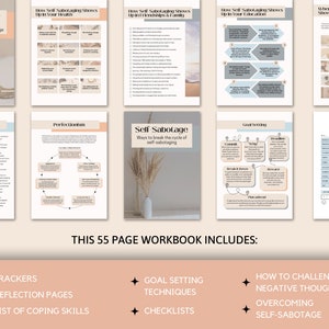 Self Sabotage Workbook, Inner Critic Worksheets for Adults,self-love ...