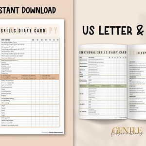 Schema Therapy Skills Diary Cards for Tracking Mental Health, Coping ...