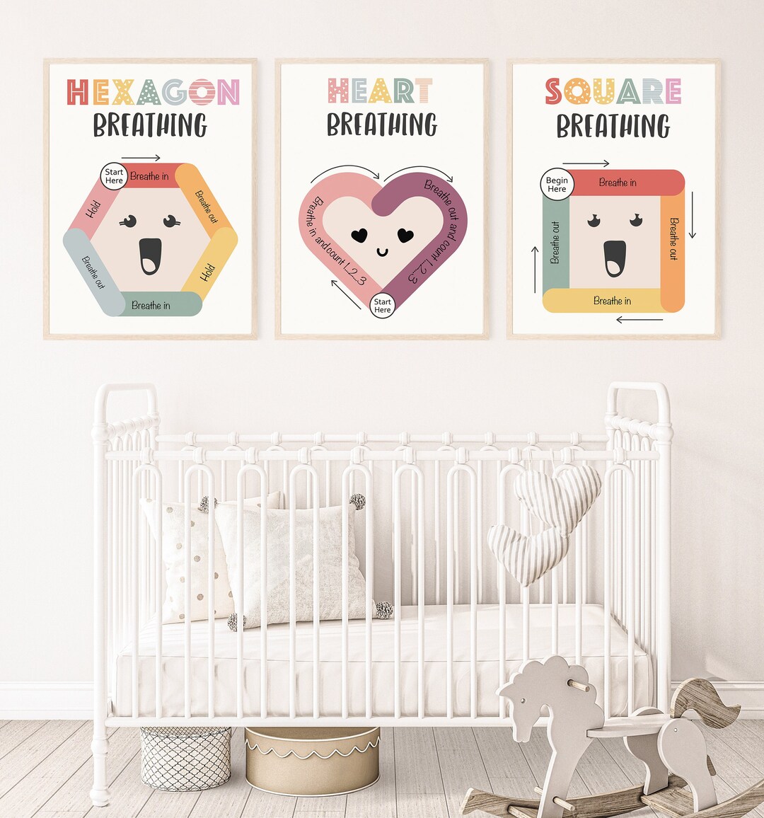 Mindfulness Breathing Poster Bundle, Finger Tracing Poster, Calming ...