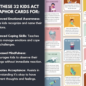 Acceptance and Commitment Therapy Metaphor Cards for Kids, ACT Therapy ...