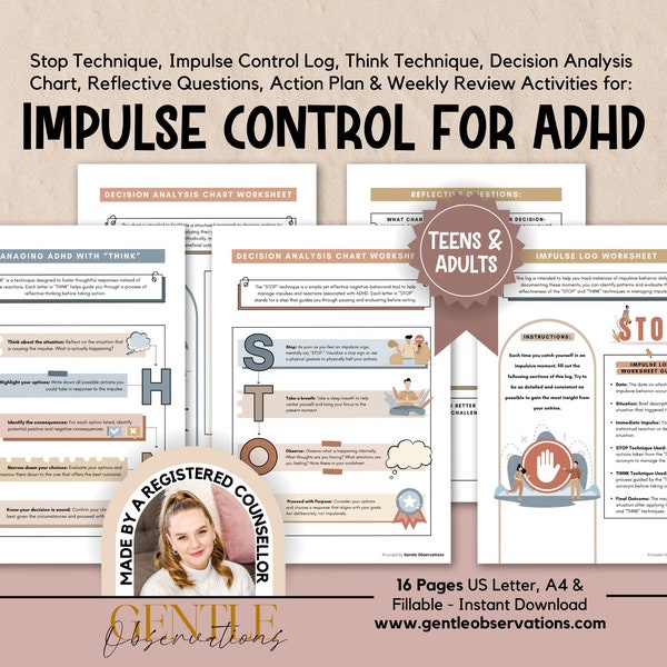 Impulse Control Worksheet - Etsy