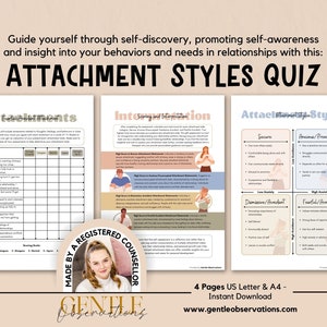 Attachment Style Quiz, Attachment Theory Therapy Worksheets, Self ...