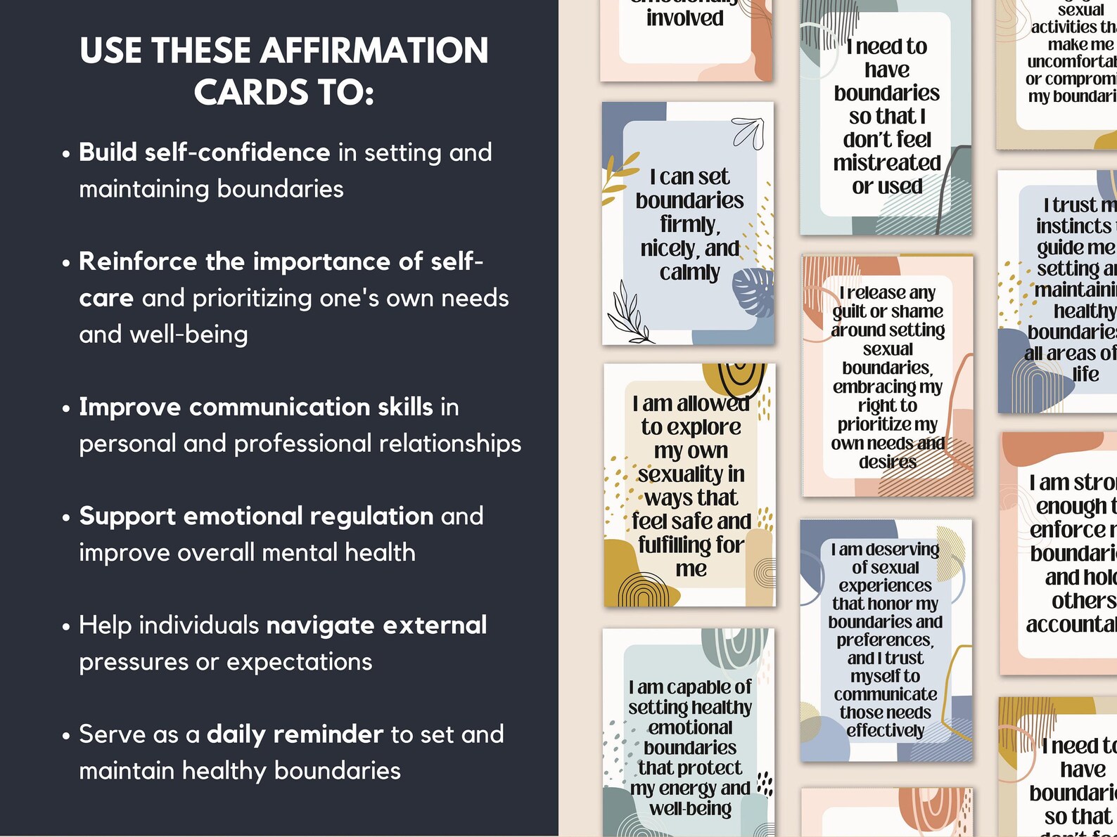 Boundaries Affirmation Flashcards Setting Healthy Boundaries Cards ...