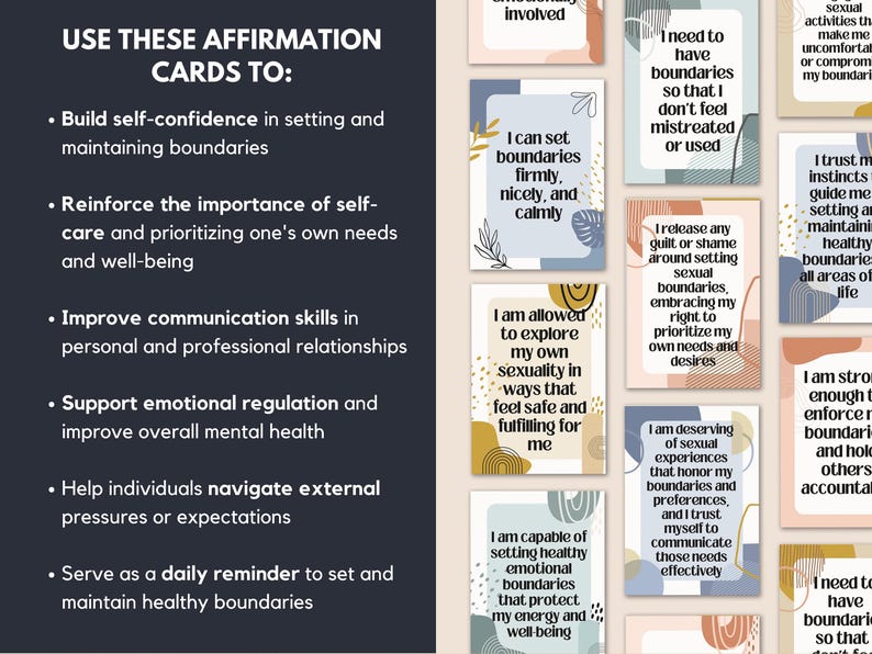 Boundaries Affirmation Flashcards Setting Healthy Boundaries Cards ...