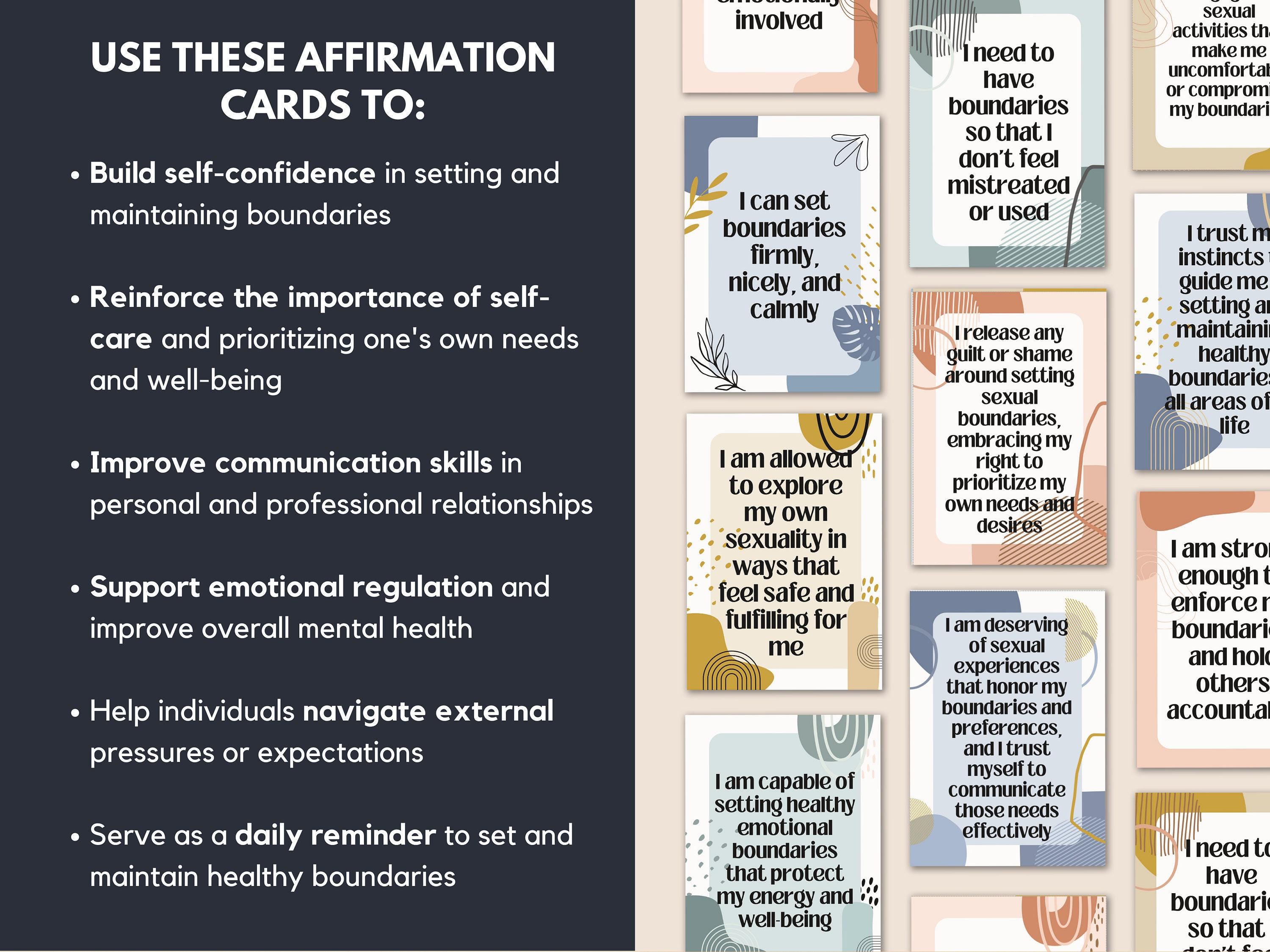 Boundaries Affirmation Flashcards Setting Healthy Boundaries Cards ...