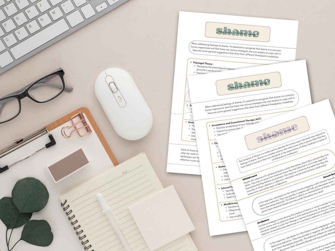 The Compass of Shame Psychoeducational Worksheets Plus 28 Coping Skill ...