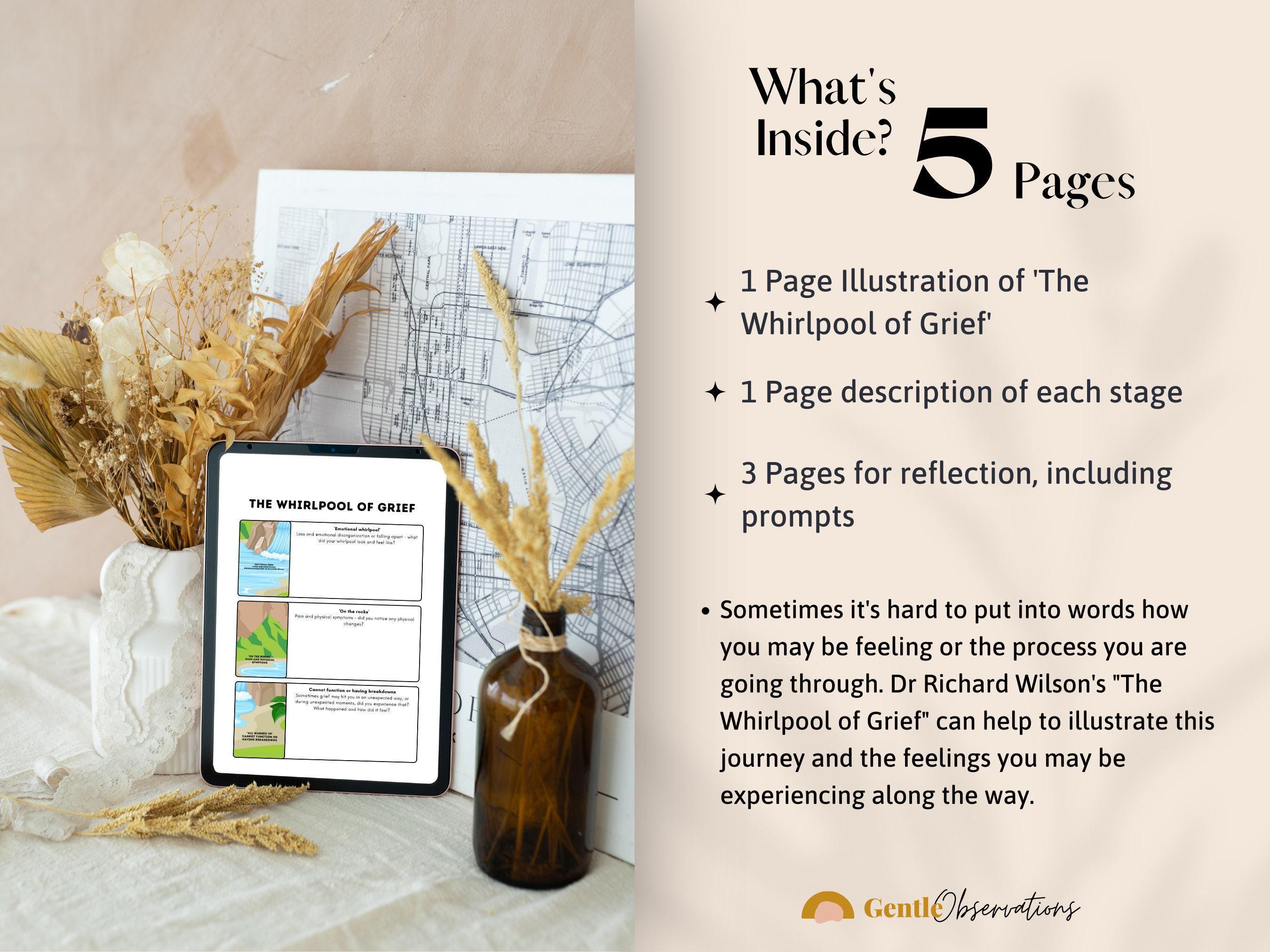 The Grief Whirlpool Worksheets, Stages of Grief, Grief and Loss Journal ...