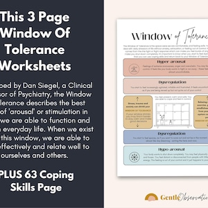 Window of Tolerance, Adult Worksheets, Trauma Therapy, Arousal States ...