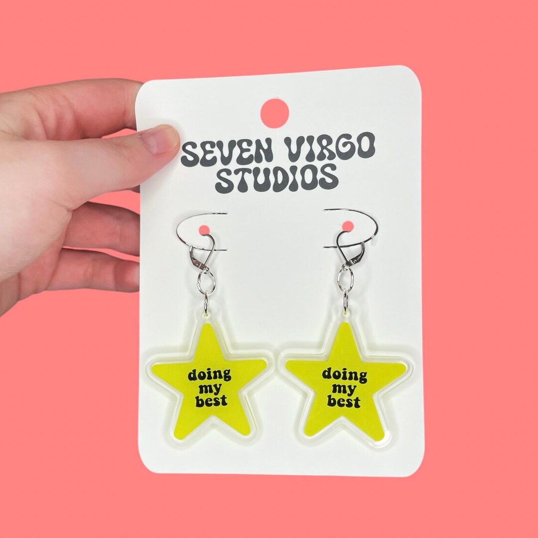 Star Shaped Earrings, Doing My Best Earrings, Meme Earrings, Funny ...