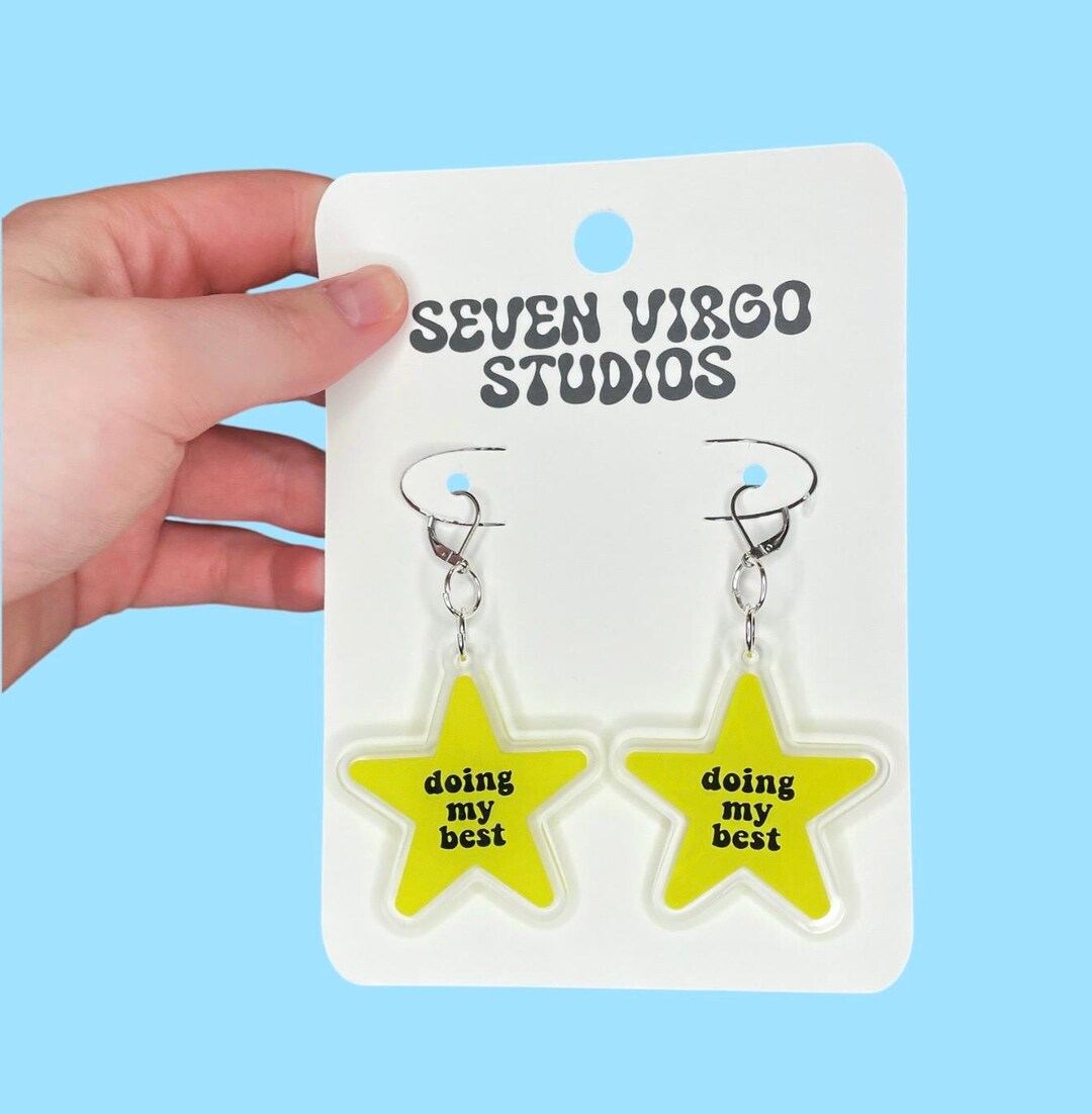 Star Shaped Earrings, Doing My Best Earrings, Meme Earrings, Funny ...