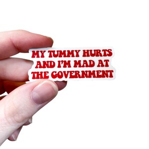 Tummy Hurts Sticker, Funny Laptop Sticker, Political, Water Bottle ...