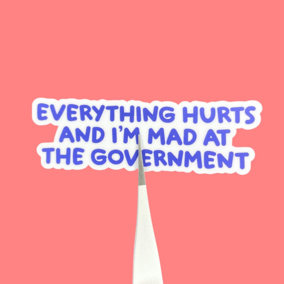 Everything Hurts, Funny Sticker for Water Bottle, Political, Chronic ...