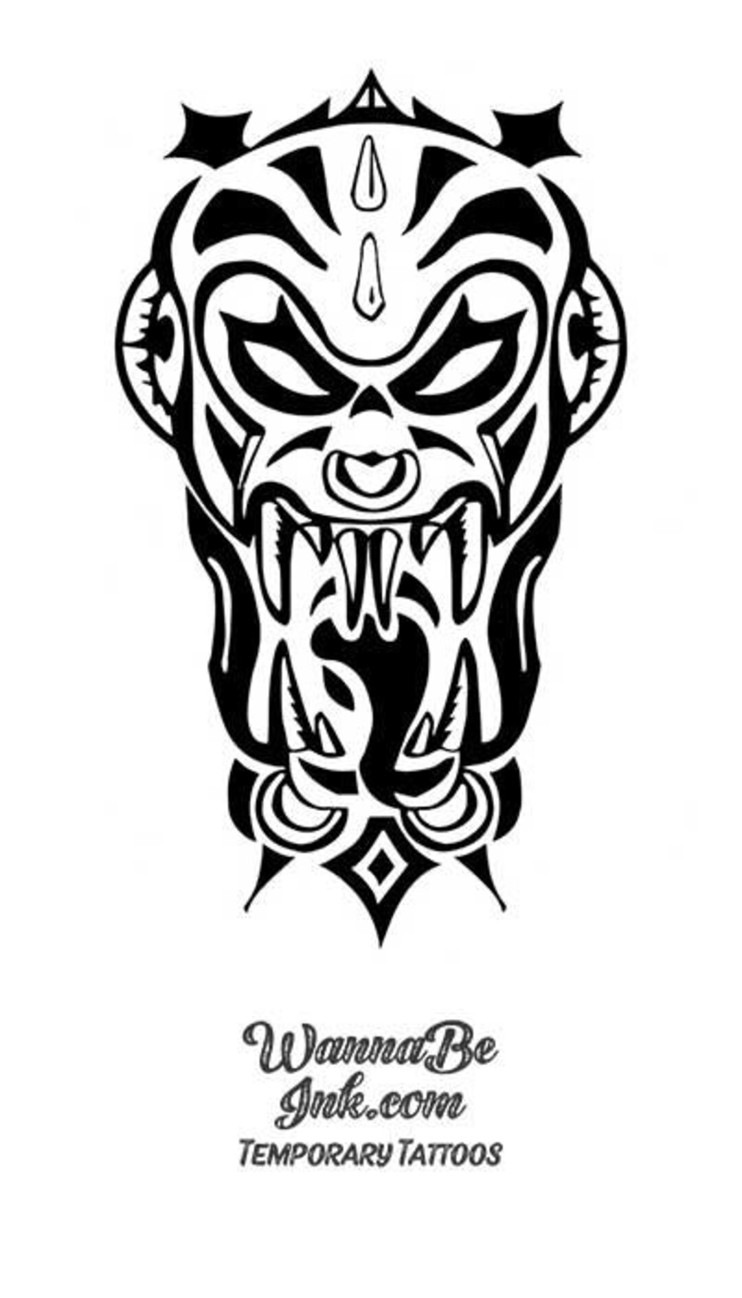 Fanged Demon Face Best Temporary Tattoos - Etsy
