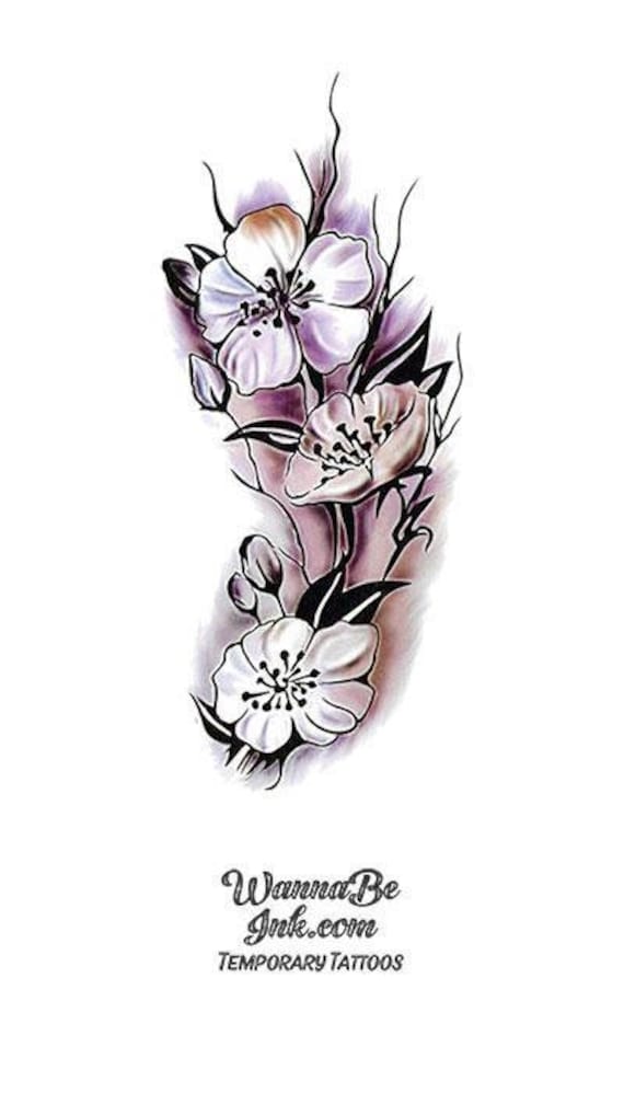 Light Purple Pansy Blossom Flower Temporary Tattoos | Etsy
