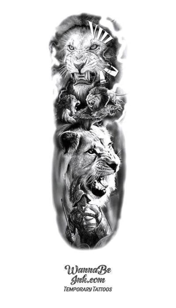 Fighting Lion Tattoo
