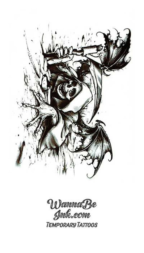 Grim Reaper Bat Best Temporary Tattoos | Etsy