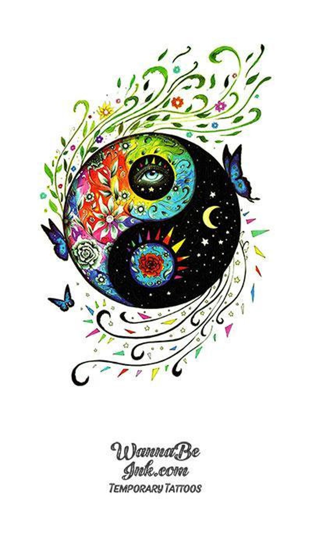 Flowered Yin Yang Best Temporary Tattoos - Etsy