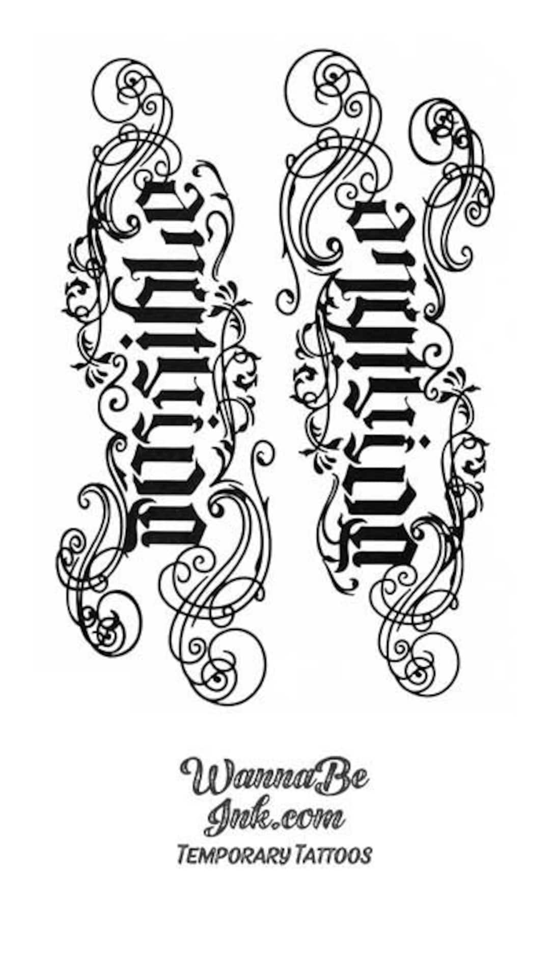 Fancy Branding in Old English Letters Best Temporary Tattoos - Etsy