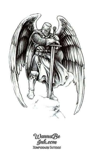 Kneeling Angel Warrior and Sword Best Temporary Tattoos - Etsy