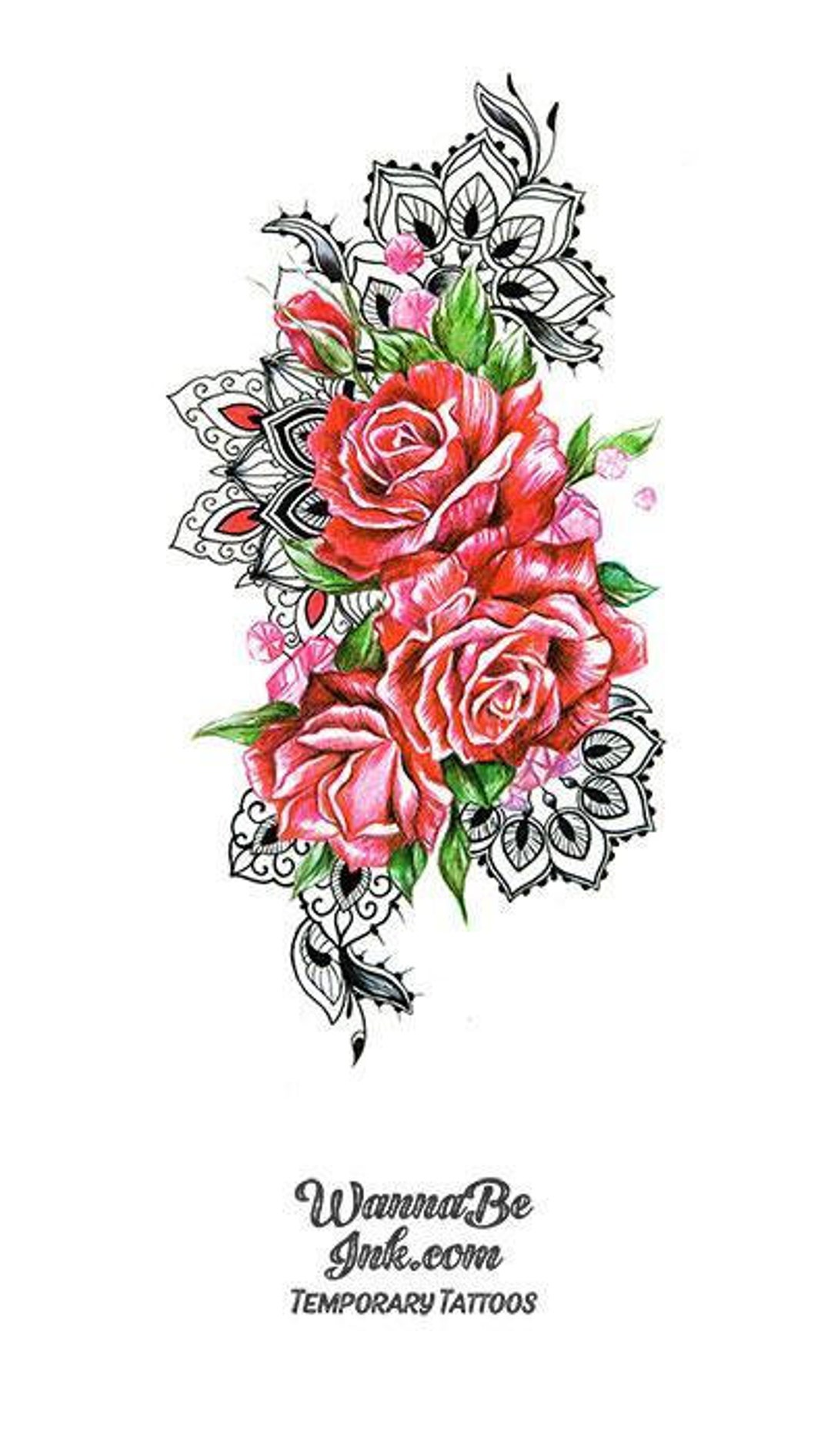 Pink Roses Best Temporary Tattoos - Etsy