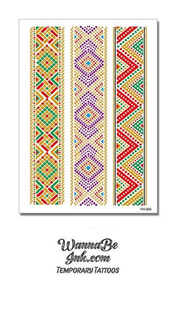 Native American Patterns in Green Purple and Red Bands - Etsy