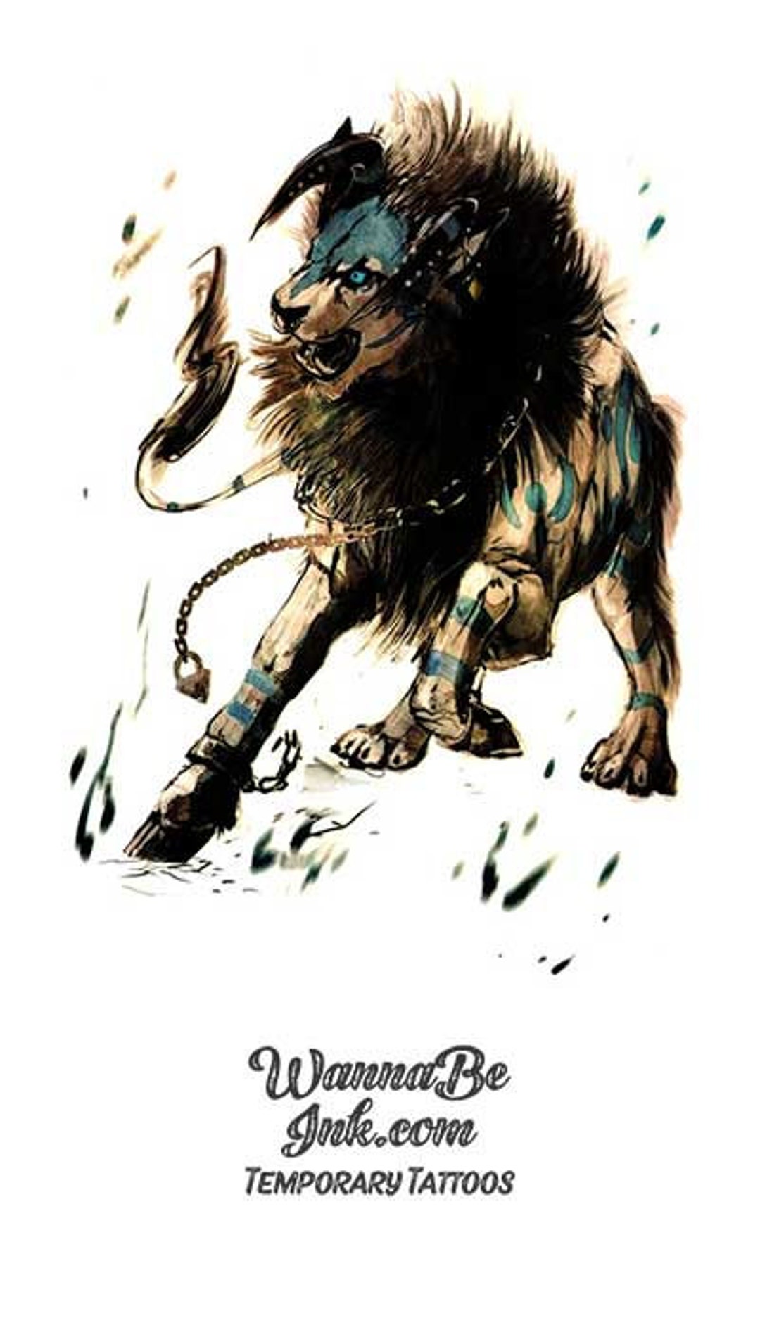 Prancing Lion Temporary Tattoo - Etsy