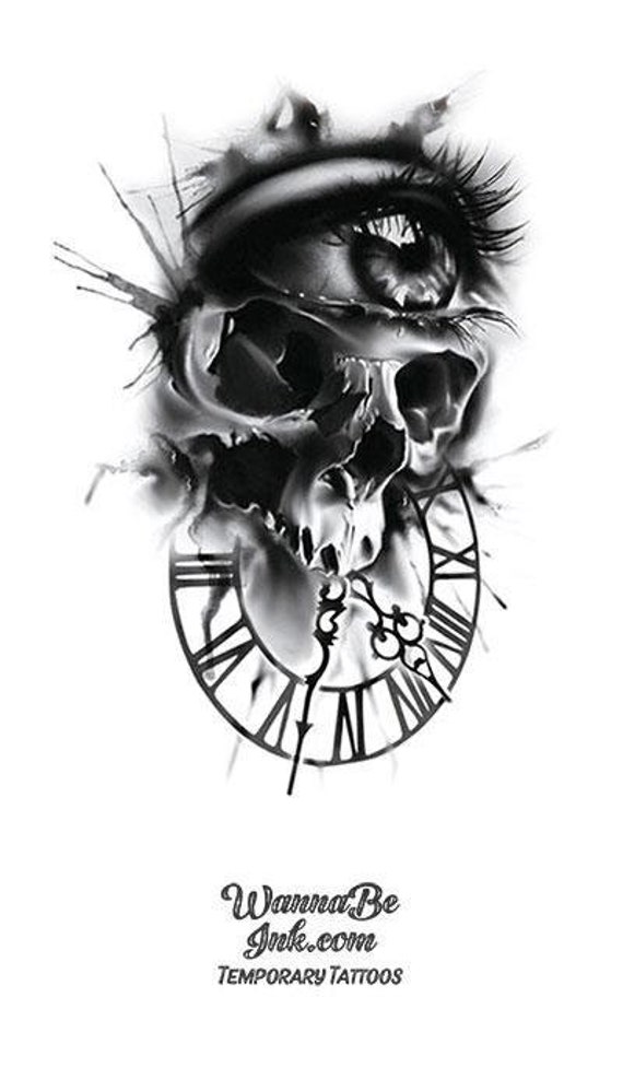 Skull in Goggle and Clock Best Temporary Tattoos - Etsy