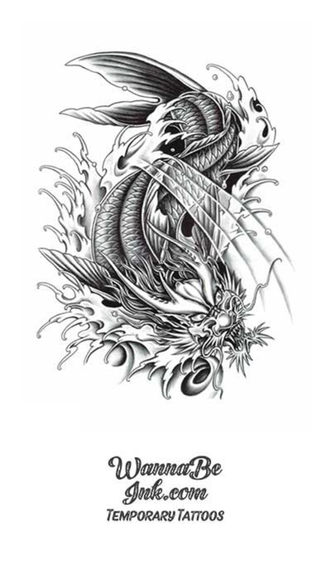 Dragon Koi Fish Drawing Outline