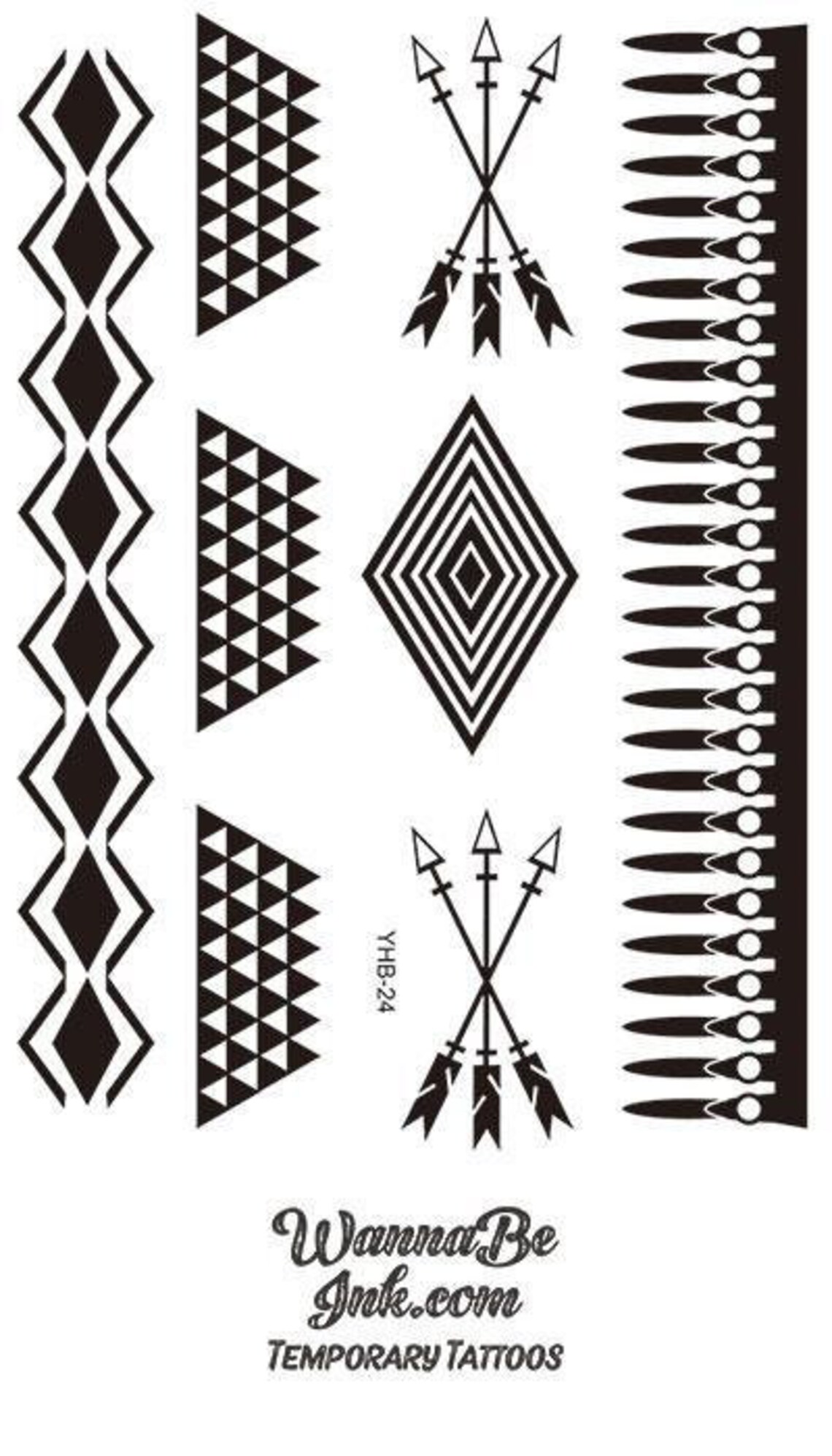 Native American Arrow Feather Henna Style Black Temporary Tattoo Sheet ...