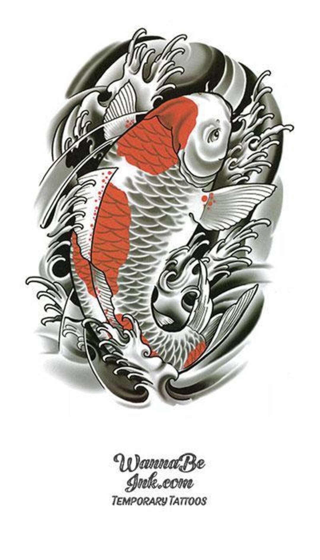 Red and White Koi Fish Best Temporary Tattoos - Etsy