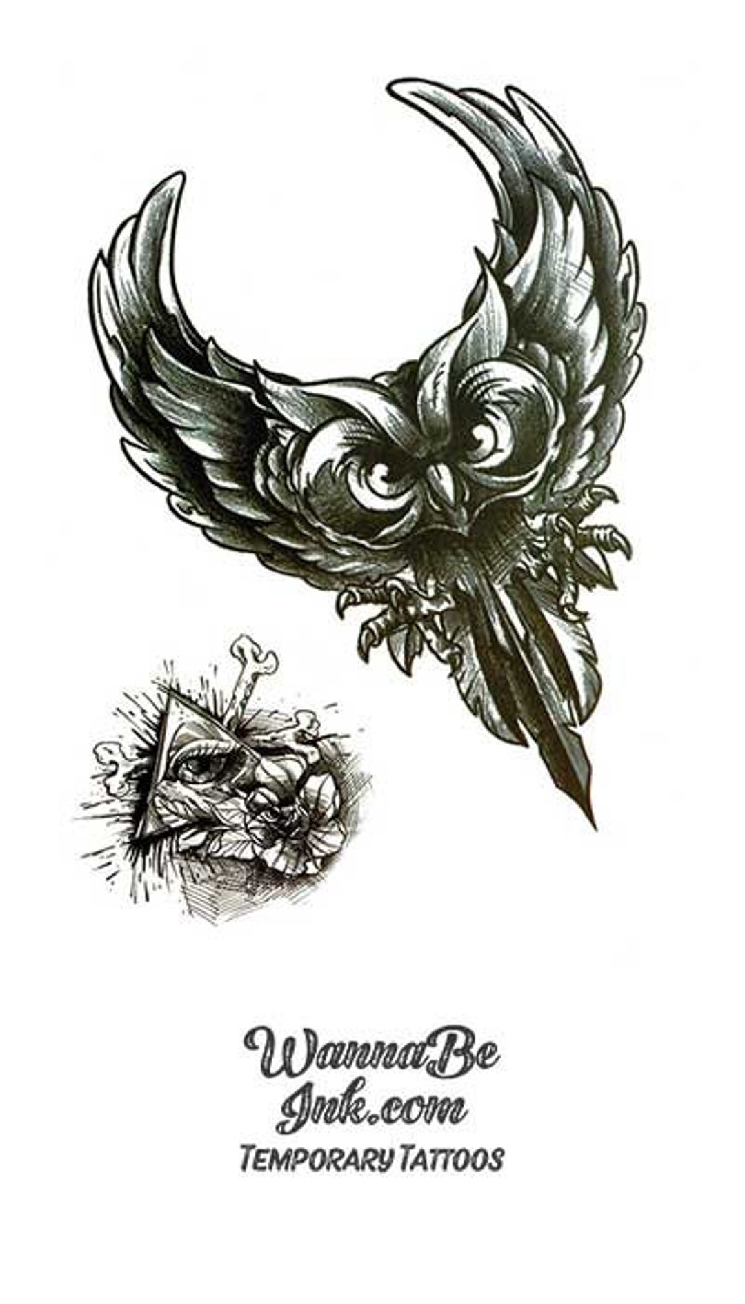 Diving Owl Best Temporary Tattoos - Etsy
