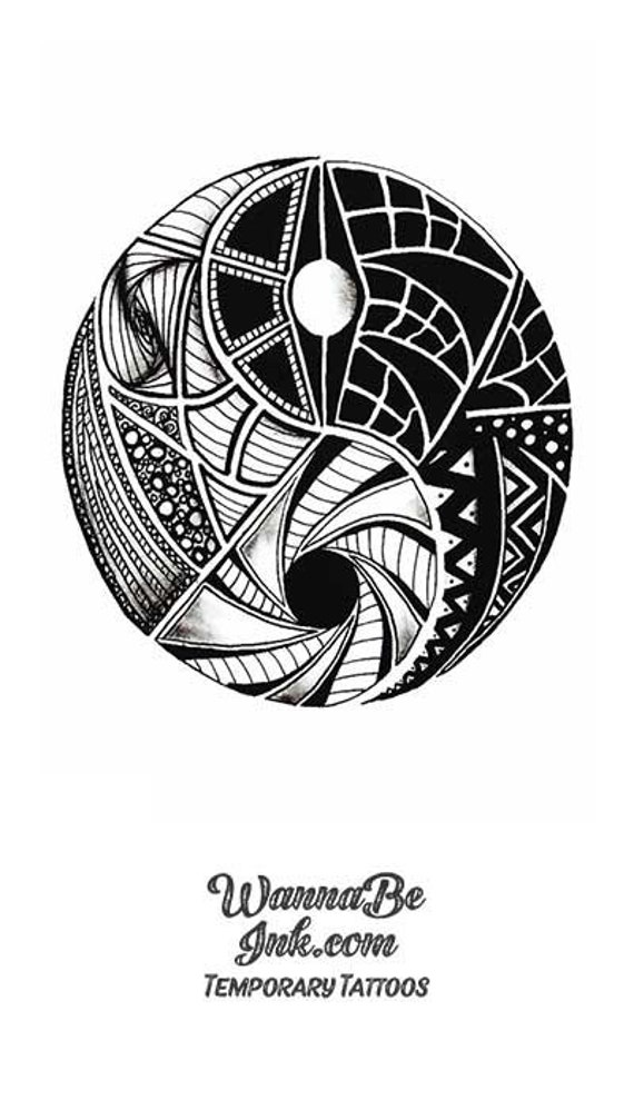 Tribal Style Yin Yang Best Temporary Tattoos | Etsy