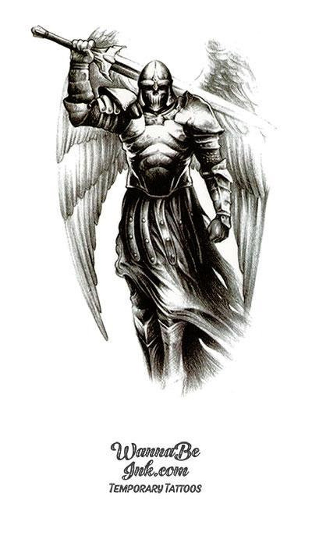 Warrior Angel Drawing Sword Best Temporary Tattoos - Etsy