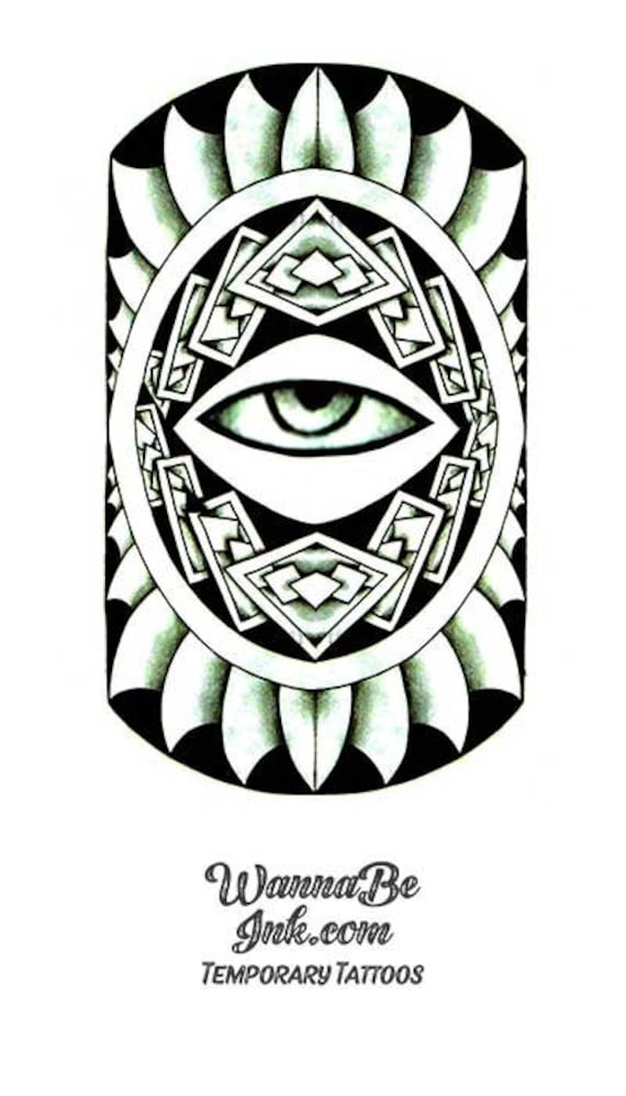 Eye In Aztec Shield Design Best Temporary Tattoos | Etsy