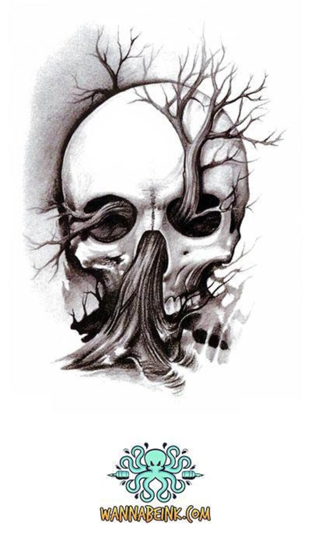 Bare Tree Growing Through Skull Best Temporary Tattoos - Etsy