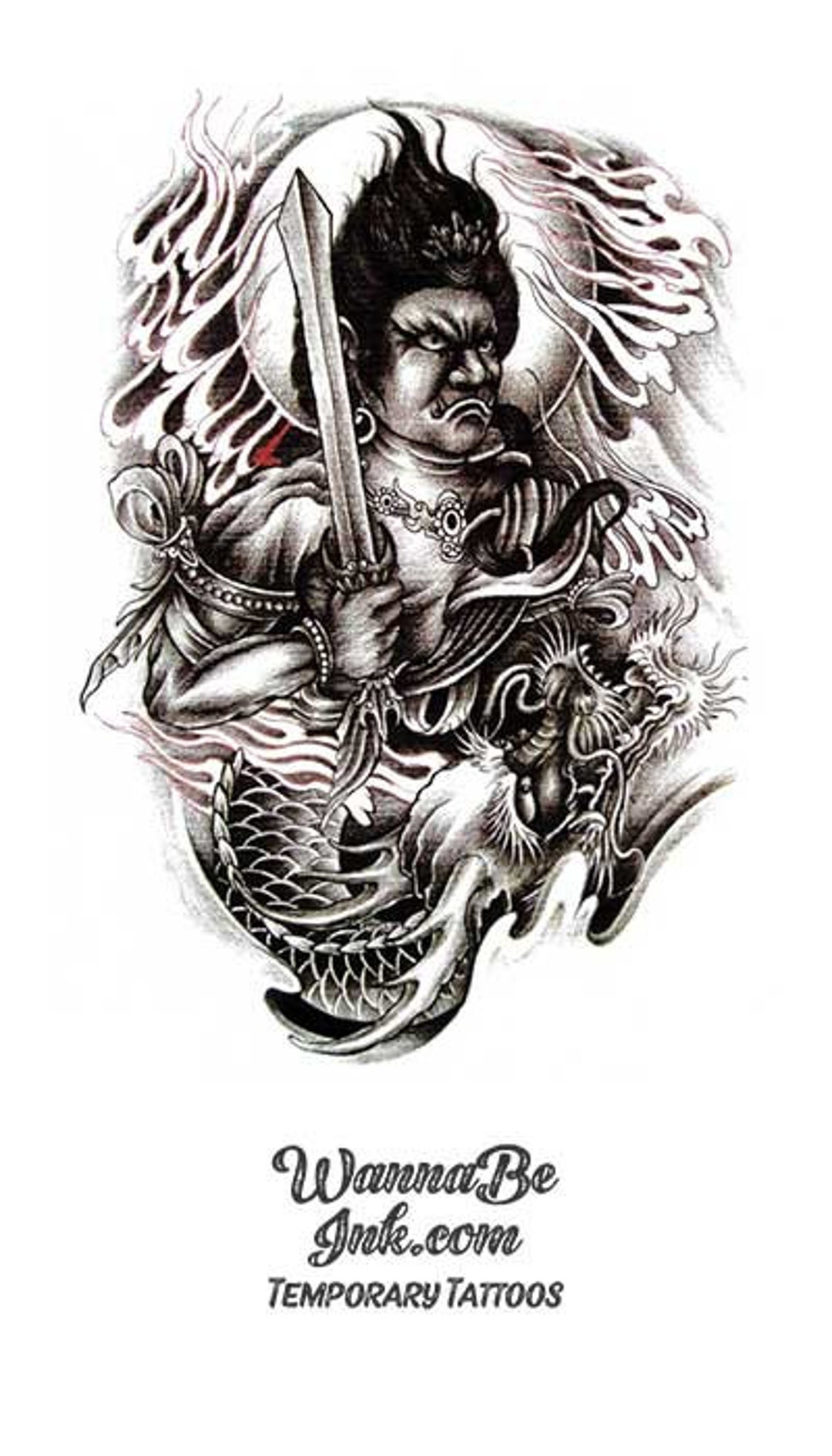Moon Behind Mongol Warrior Holding Sword With Dragon Best Temporary ...