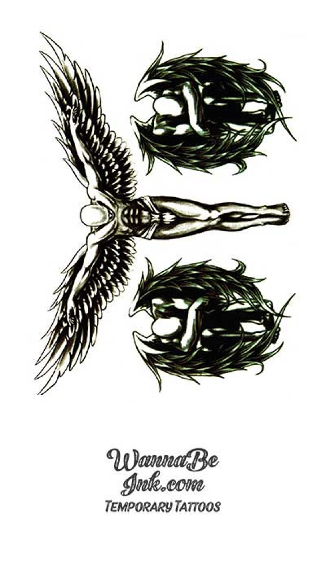 Angel With Wings Spread Over Devil Faces Best Temporary Tattoos - Etsy
