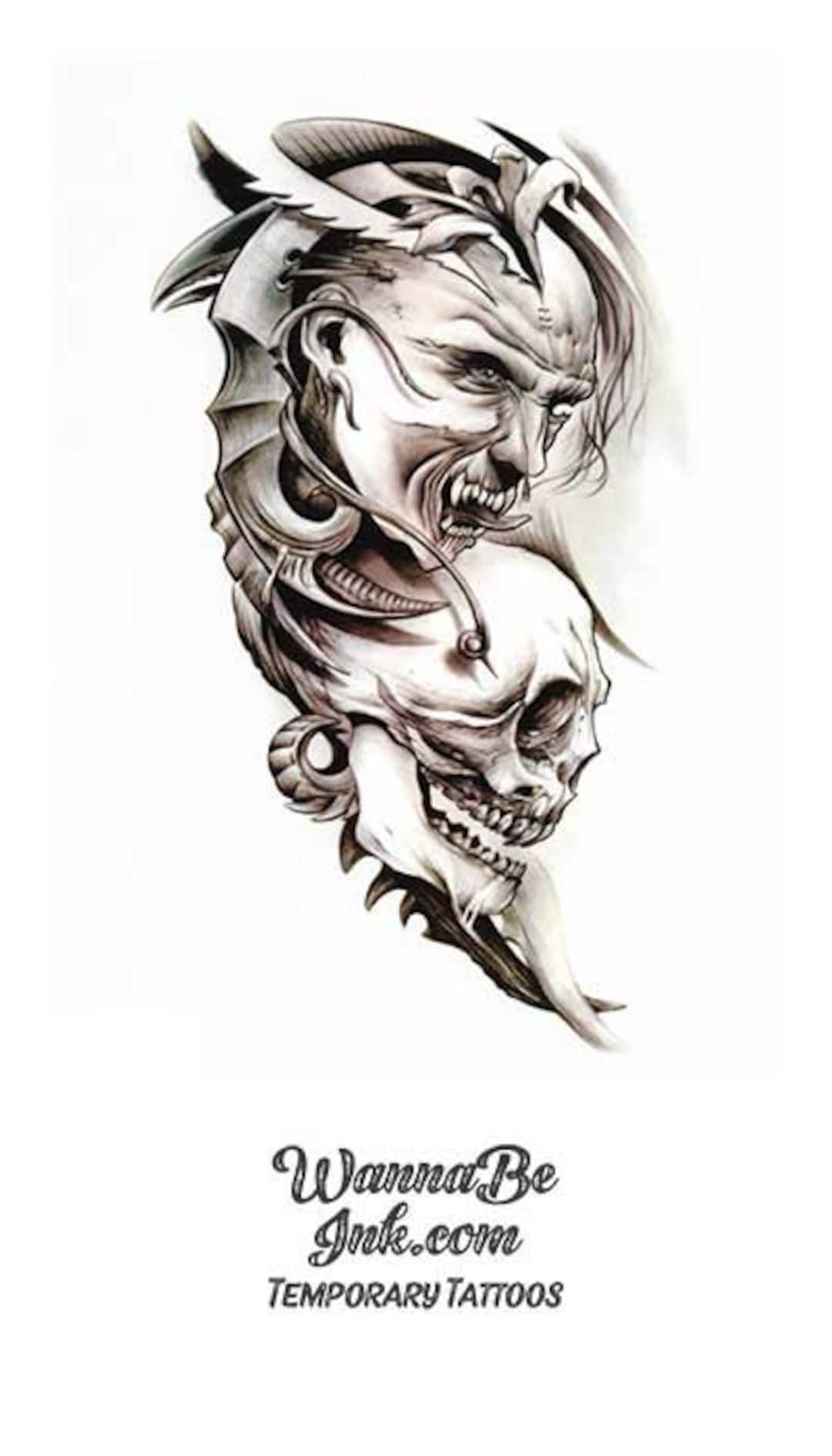 Vampire Face Over Skull Best Temporary Tattoos - Etsy