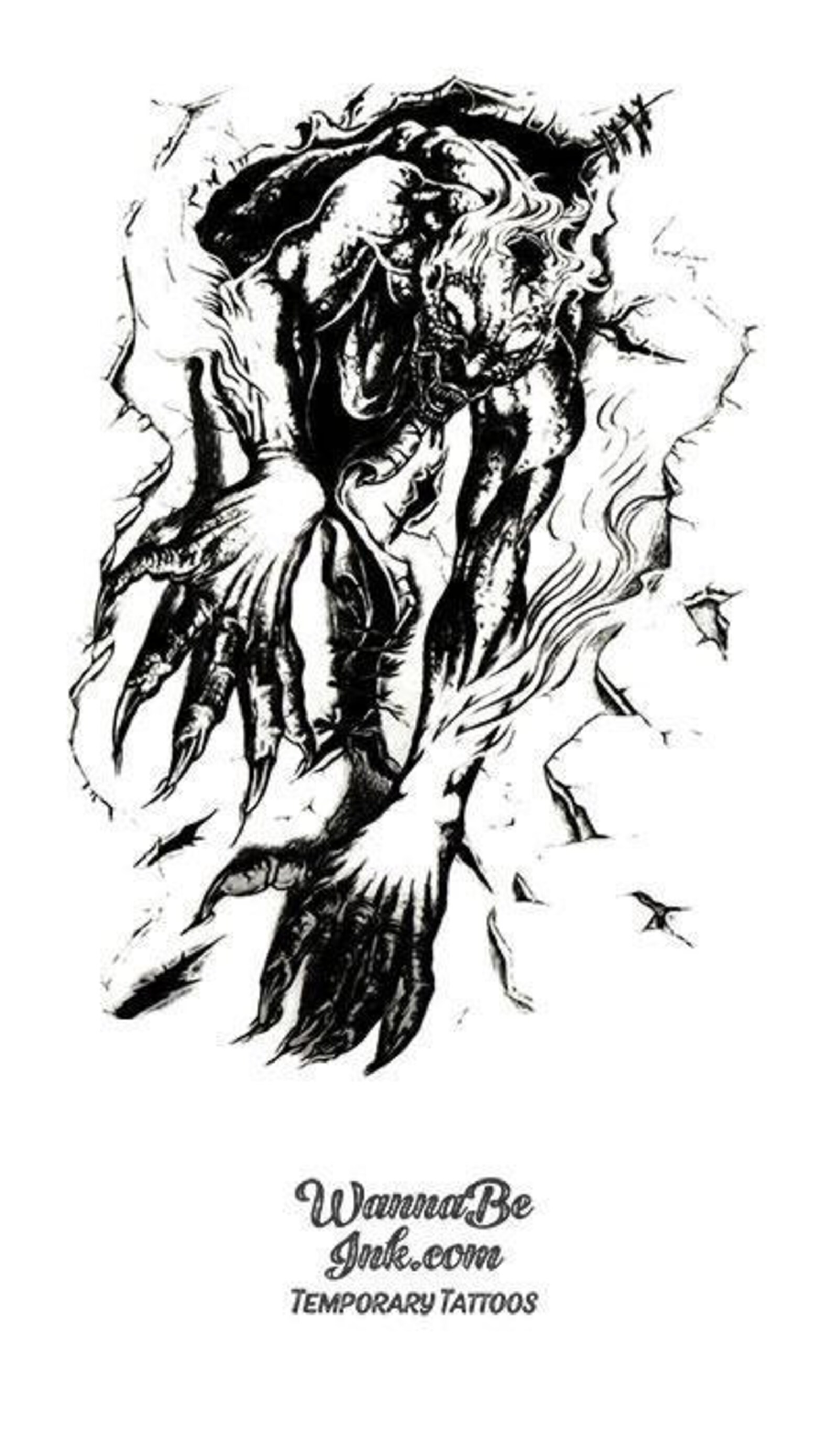 Demon Tearing Through Wall Best Temporary Tattoos - Etsy