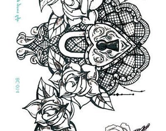 Heart Lock Chest Tattoos For Women